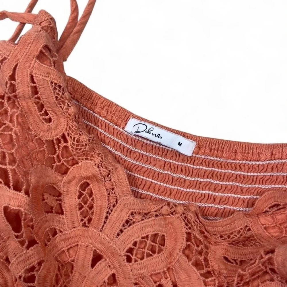 Dresses | Dokuritu Peachy Orange Crochet Lace Maxi Dress Womens Medium ...